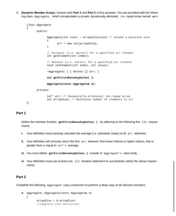 Solved 3. Dynamic Member Arrays. Answer both Part 1 and Part | Chegg.com