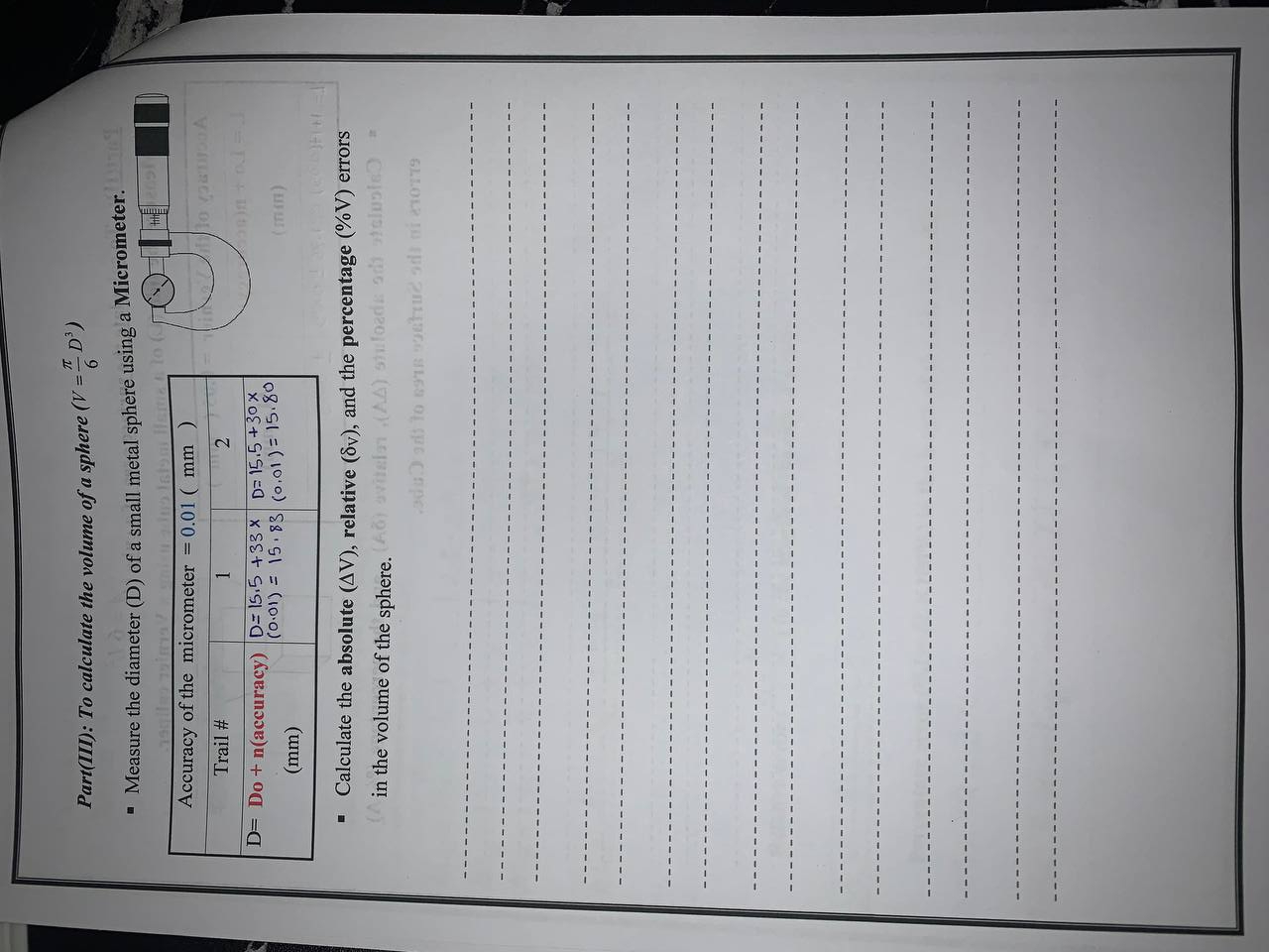 Solved Part(III): To calculate the volume of a sphere | Chegg.com