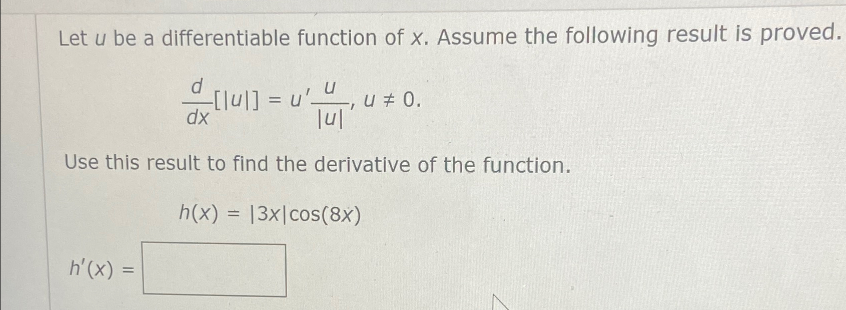 Solved Let u ﻿be a differentiable function of x. ﻿Assume the | Chegg.com
