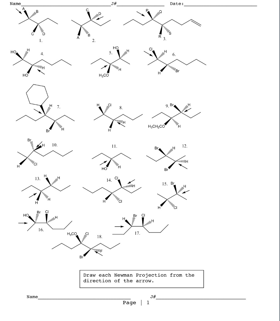 Draw each Newman Projection from the direction of the | Chegg.com