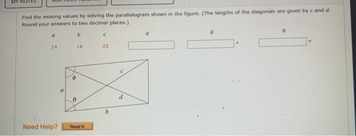 Solved Find the missing values by solving the parallelogram | Chegg.com