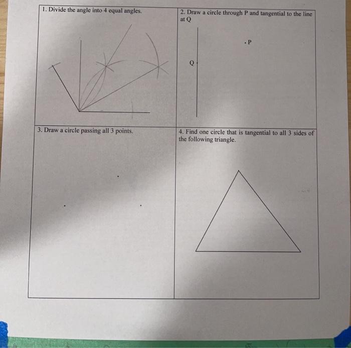 Solved 1. Divide the angle into 4 equal angles. 2. Draw a | Chegg.com