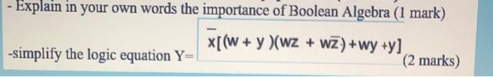 Solved - Explain in your own words the importance of Boolean | Chegg.com