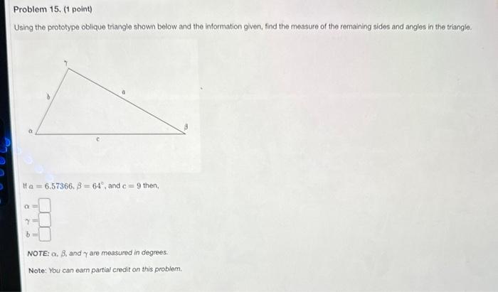 Solved Using the prototype oblique triangle shown below and | Chegg.com