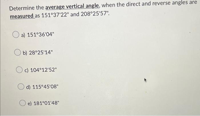 Solved Determine the average vertical angle, when the direct | Chegg.com