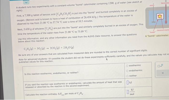 A student runs two experiments with a constant-volume | Chegg.com