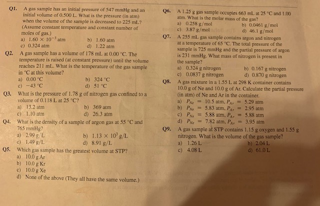 Solved Q6. 07. 01. A gas sample has an initial pressure of | Chegg.com
