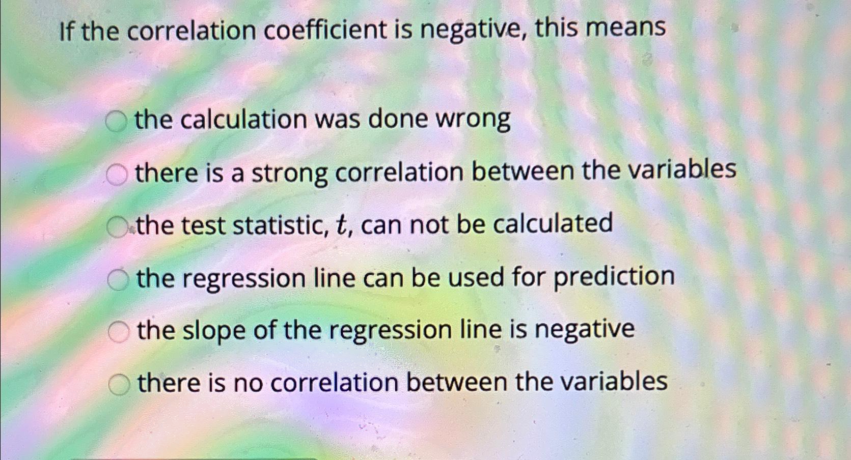 Solved If the correlation coefficient is negative, this | Chegg.com