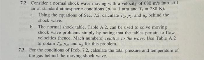 Solved 7.2 Consider a normal shock wave moving with a | Chegg.com