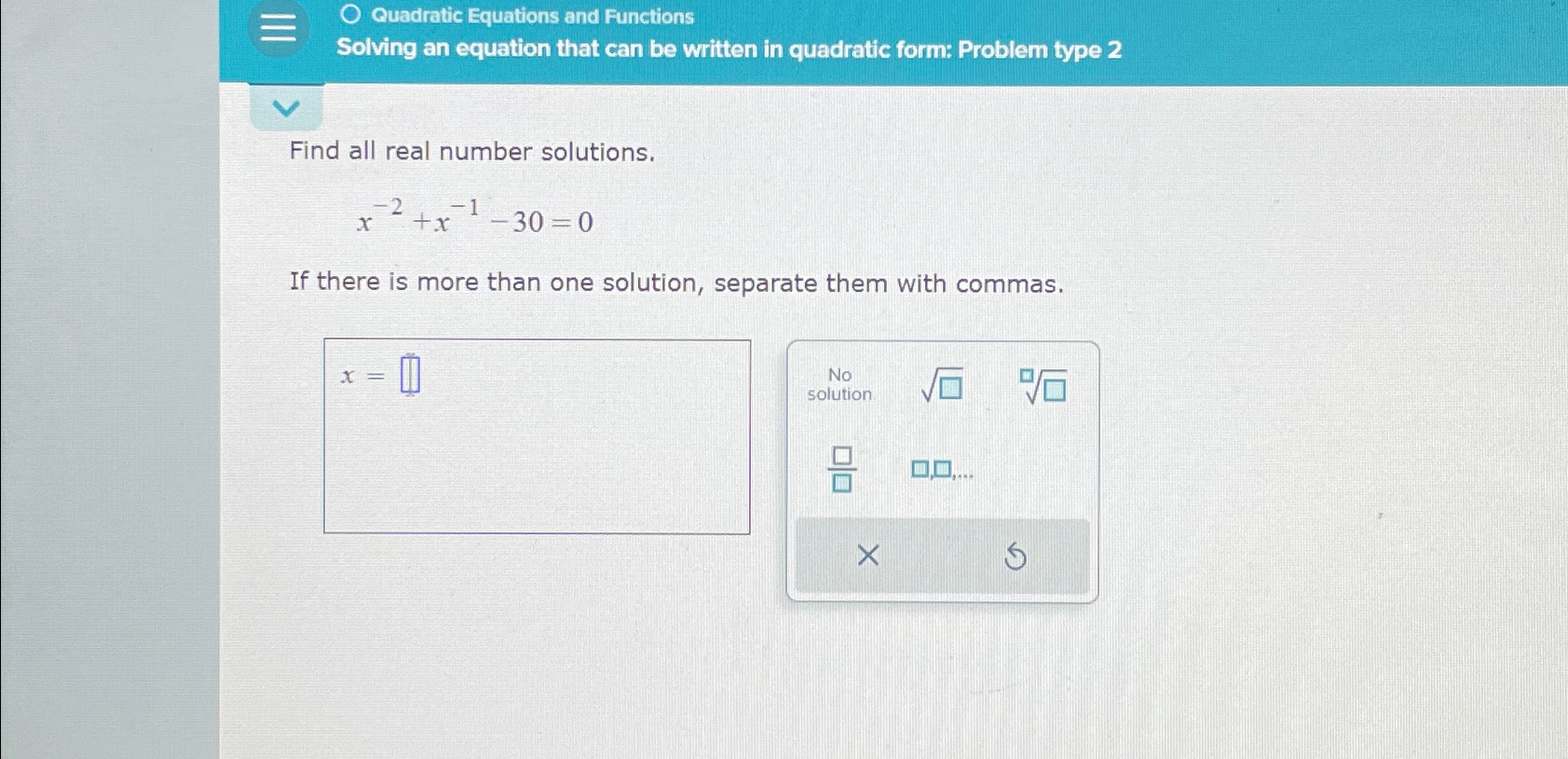 Solved Quadratic Equations and FunctionsSolving an equation | Chegg.com