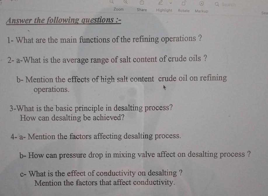 Solved 1- What are the main functions of the refining | Chegg.com