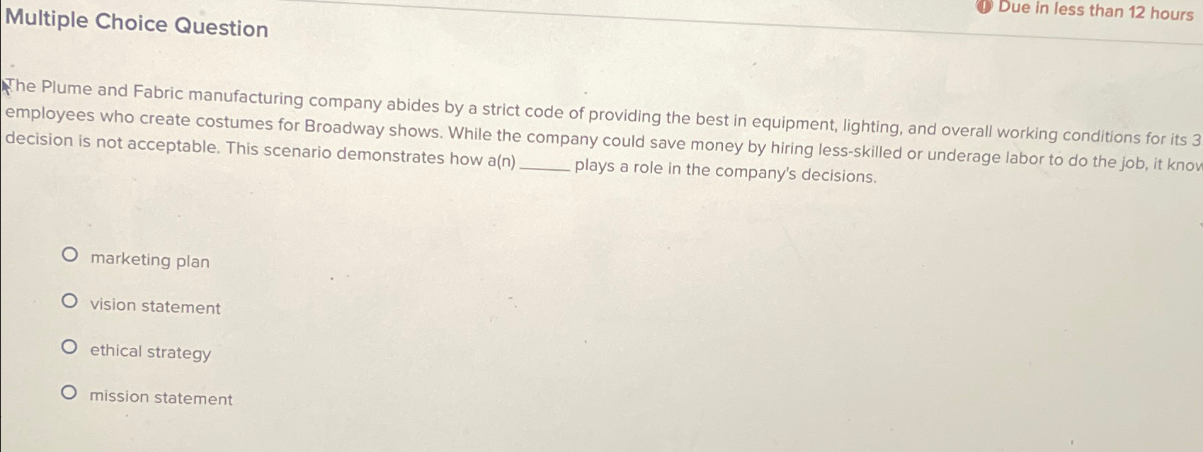 Solved Multiple Choice QuestionDue in less than 12 ﻿hoursThe | Chegg.com