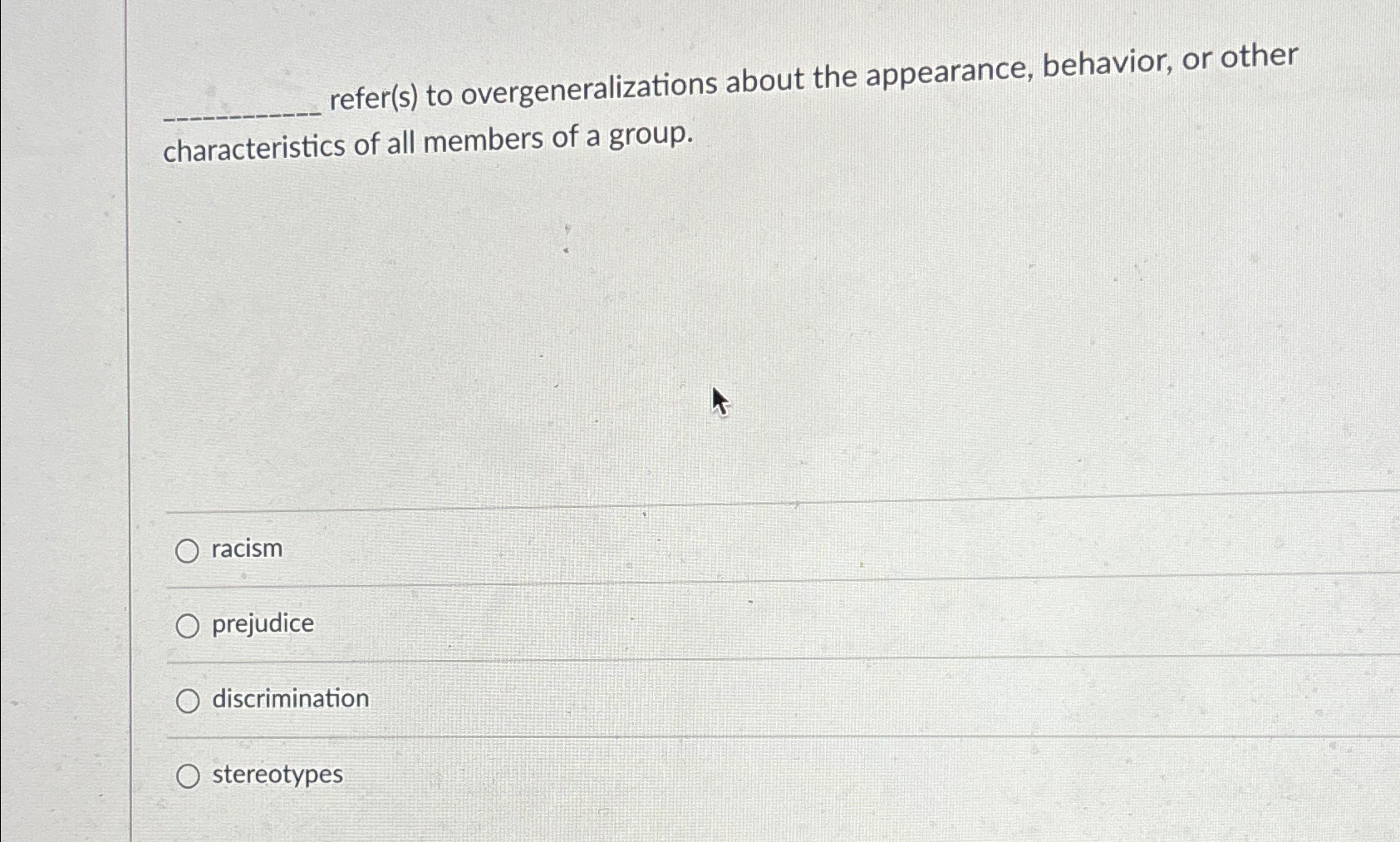 Solved refer(s) ﻿to overgeneralizations about the | Chegg.com