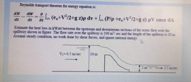 Solved Reynolds transport theorem for energy equation is a | Chegg.com