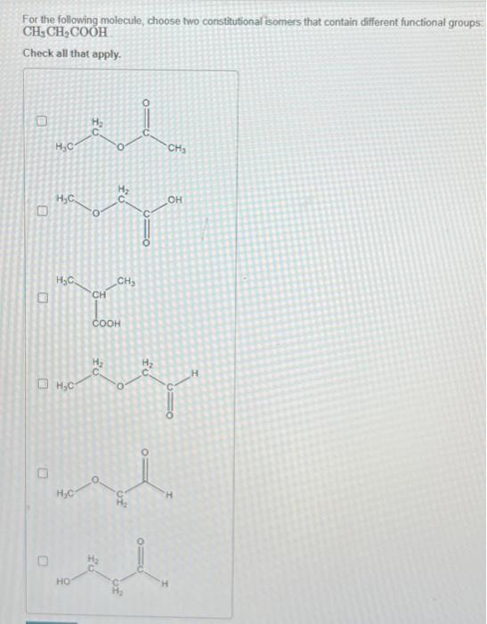 Solved For the following molecule, choose two | Chegg.com