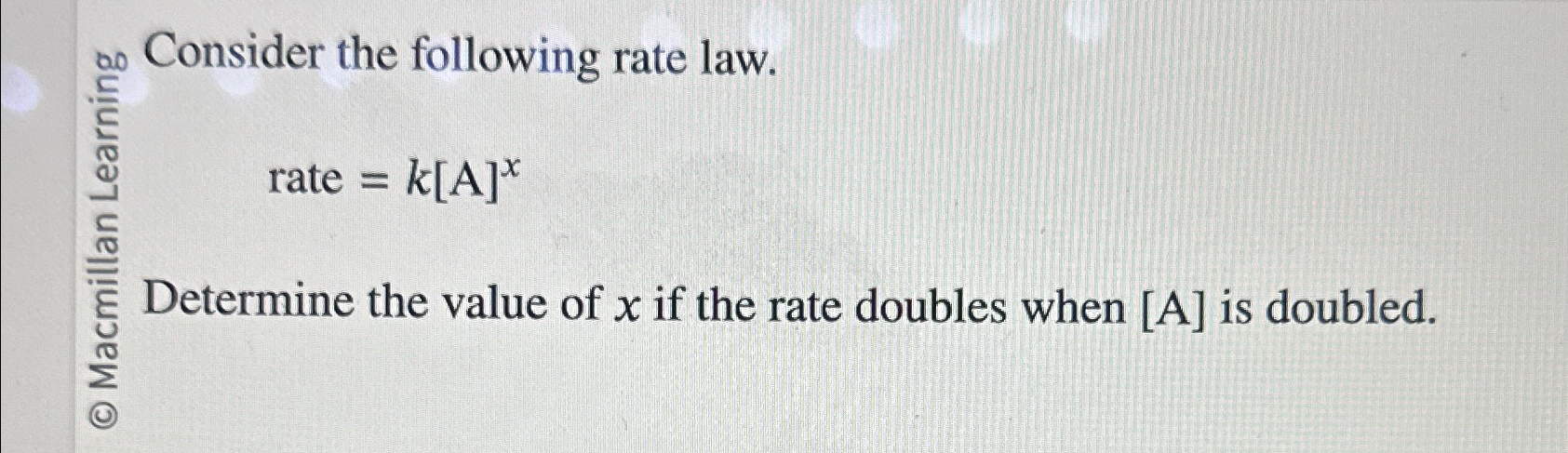 Solved ?∞∞ ﻿Consider the following rate law. ﻿rate | Chegg.com