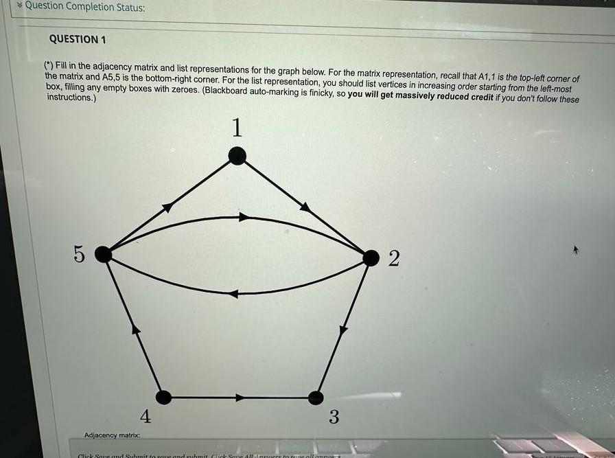 Solved (*) Fill in the adjacency matrix and list | Chegg.com