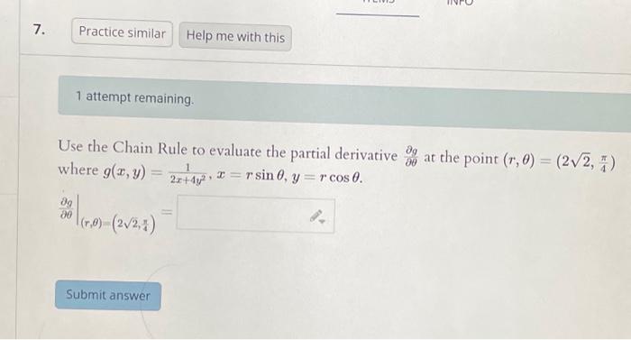 Solved 1 attempt remaining. Use the Chain Rule to evaluate | Chegg.com