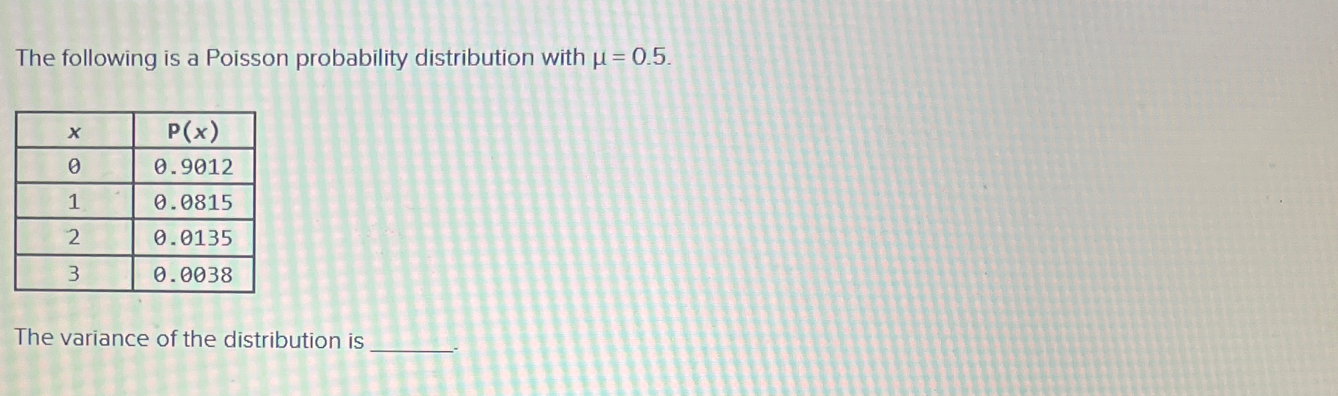 Solved The following is a Poisson probability distribution | Chegg.com