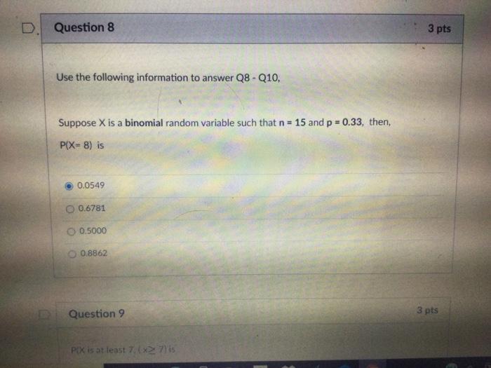 Solved Question 8 3 pts Use the following information to | Chegg.com