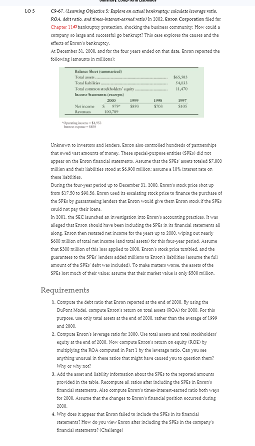 Solved C9-67. (Learning Objective 5: Explore an actual | Chegg.com