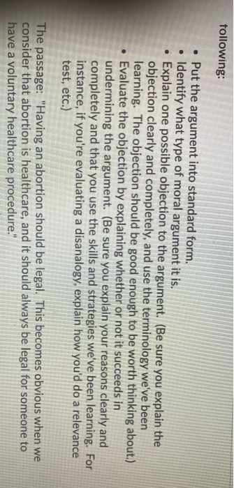 Solved . following: • Put the argument into standard form. | Chegg.com