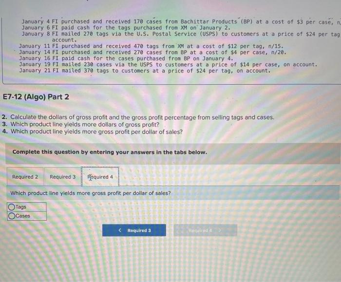 Solved Required information E7-12 (Algo) Using FIFO for | Chegg.com