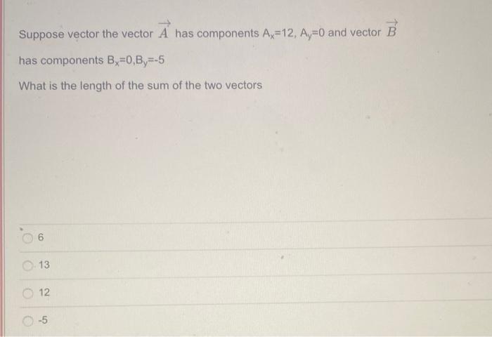Solved Suppose vector the vector A has components Ax=12,Ay=0 | Chegg.com
