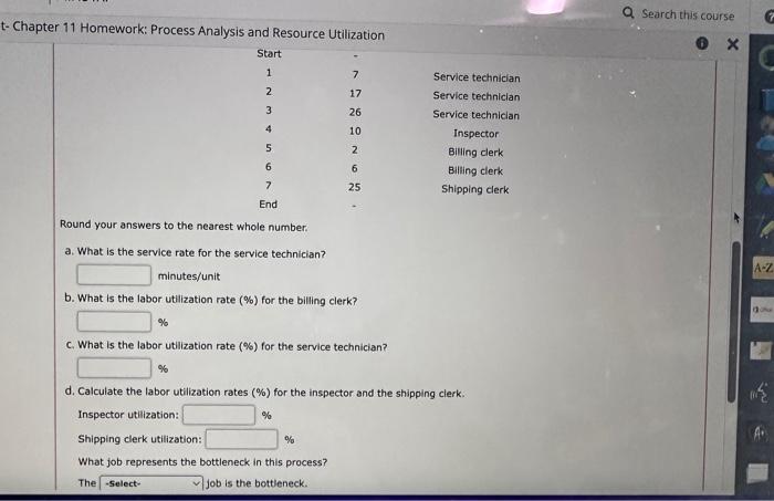 Chapter 11 Homework: Process Analysis and Resource | Chegg.com