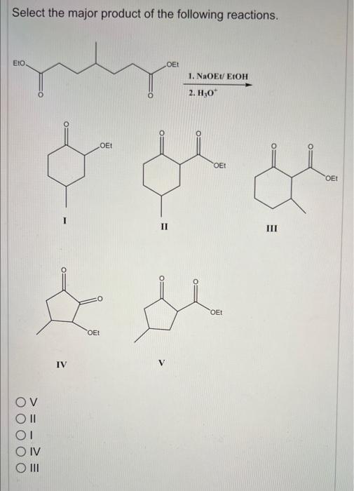 Solved Select the major product of the following reactions. | Chegg.com
