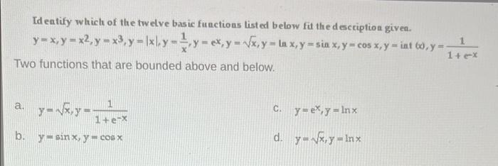 Solved Identify which of the twelve basic functions listed | Chegg.com