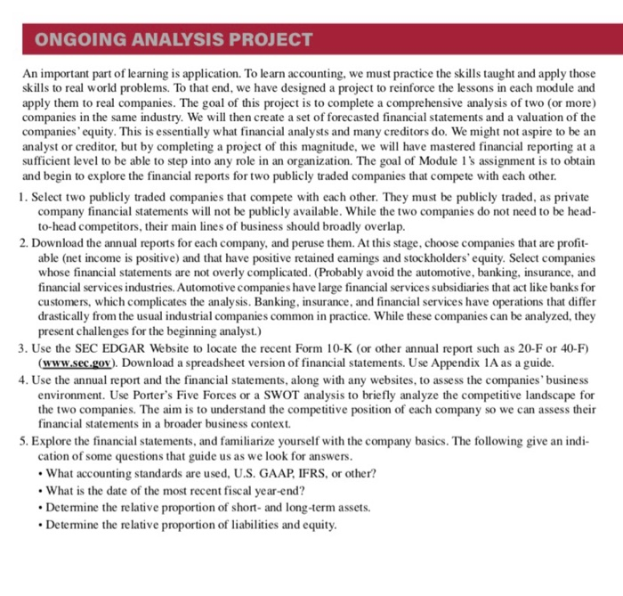 ONGOING ANALYSIS PROJECT An important part of | Chegg.com