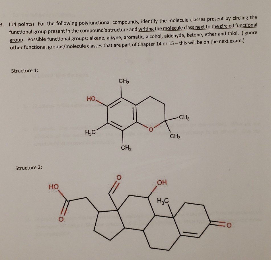 Solved 3. (14 points) For the following polyfunctional | Chegg.com