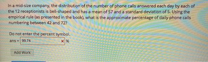 Solved In a mid-size company, the distribution of the number | Chegg.com