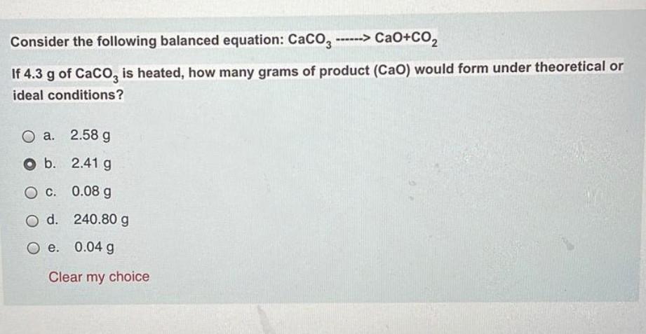 Solved Consider the following balanced equation: CaCO3 | Chegg.com