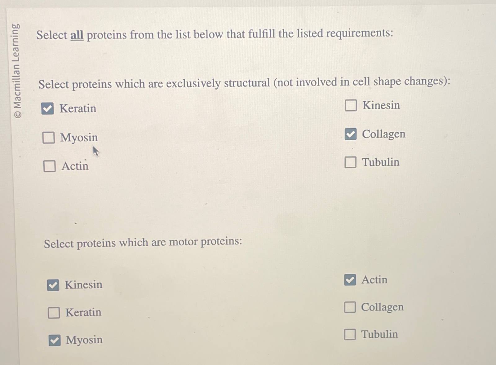 Solved Select all proteins from the list below that fulfill | Chegg.com