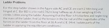 Solved Ladder ProblemsFor the step ladder shown in the | Chegg.com