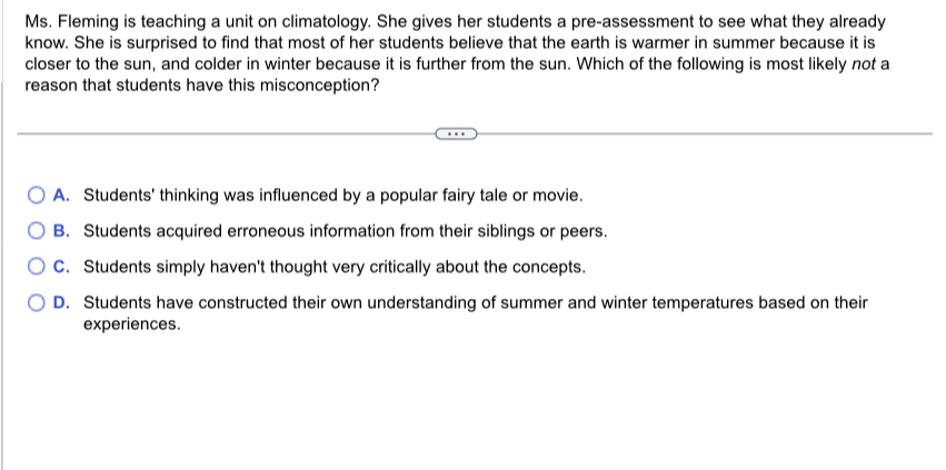 Solved Ms. ﻿Fleming is teaching a unit on climatology. She | Chegg.com