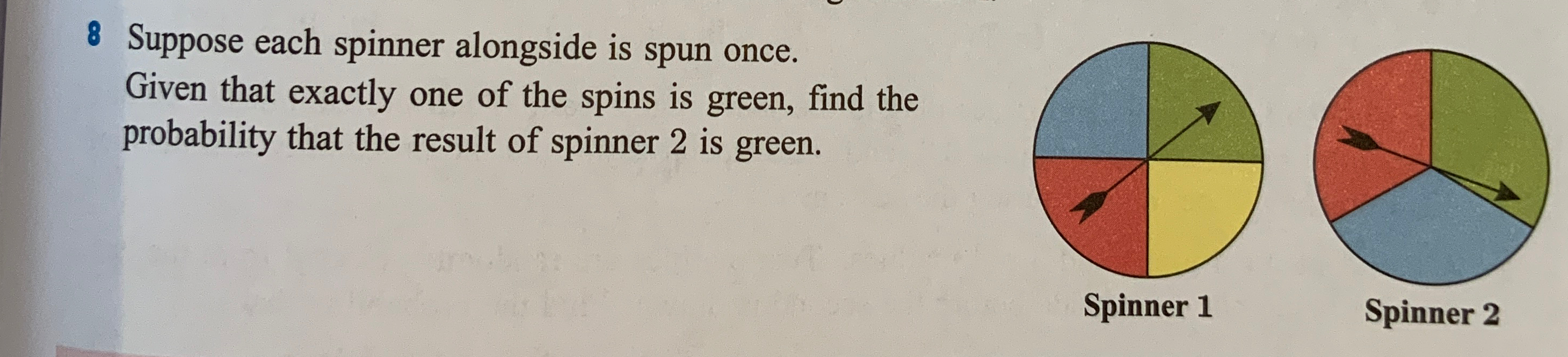 Solved 8 ﻿Suppose each spinner alongside is spun once. Given | Chegg.com