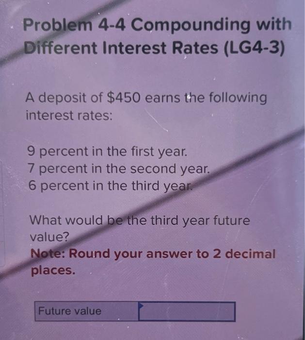 Solved Problem 4-4 Compounding with Different Interest Rates | Chegg.com