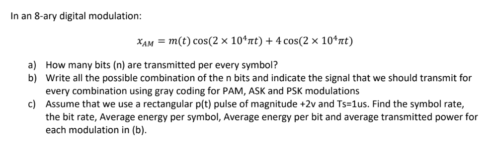 Solved In an 8-ary digital | Chegg.com