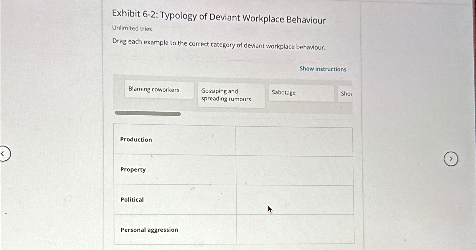 Solved Exhibit 6-2: Typology of Deviant Workplace | Chegg.com