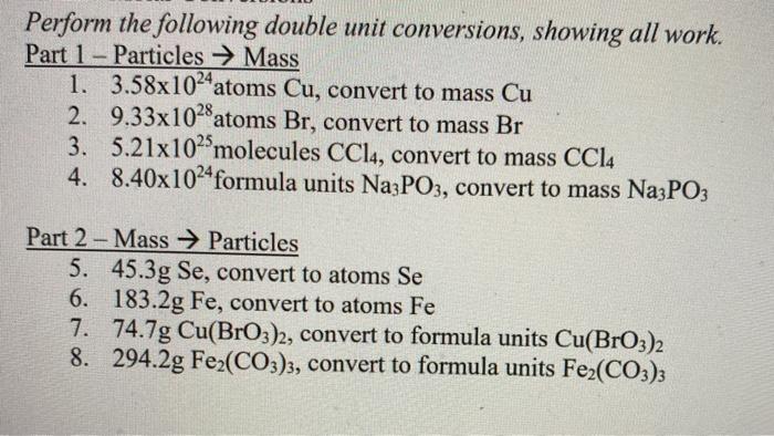 Solved Perform the following double unit conversions, | Chegg.com