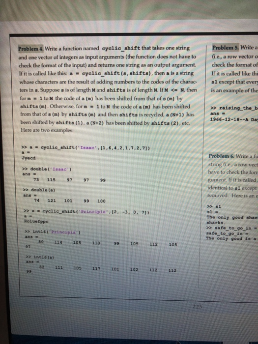 Solved Problem 4. Write a function named cyclic_shift that | Chegg.com