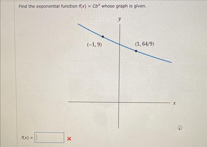 Solved Find the exponential function f(x)=Cbx whose graph is | Chegg.com