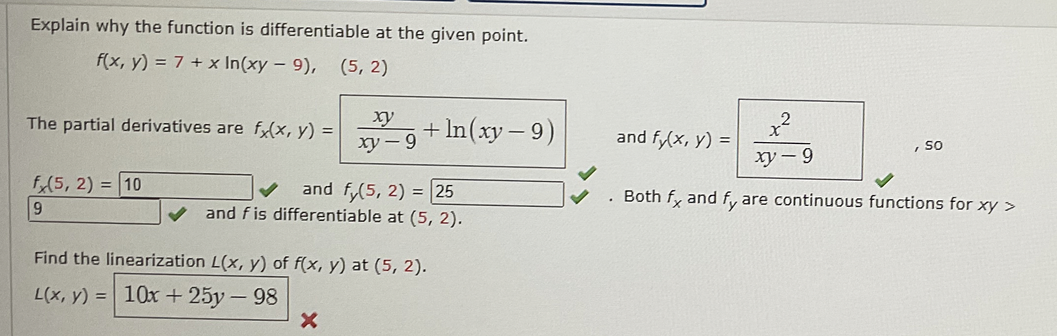 Solved Explain why the function is differentiable at the | Chegg.com