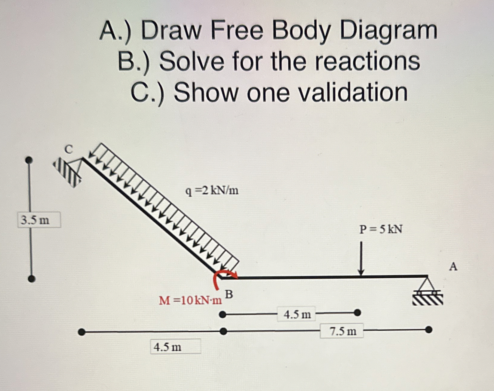 Solved A.) ﻿Draw Free Body Diagram B.) ﻿Solve for the | Chegg.com