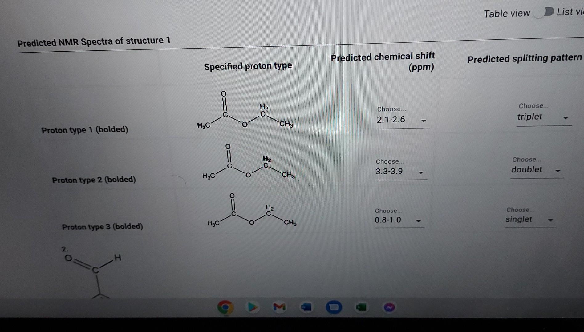 Solved Predicted NMR Spectra of structure 1 Specified proton | Chegg.com