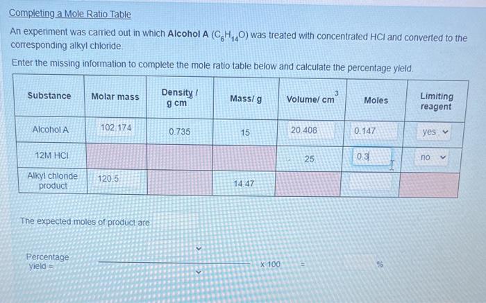 [Solved]: Completing a Mole Ratio Table An experiment was c