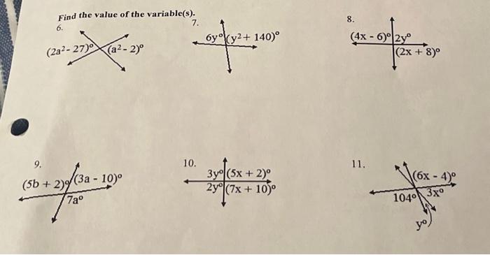 Solved Find the value of the variable(s). 9. 11 | Chegg.com